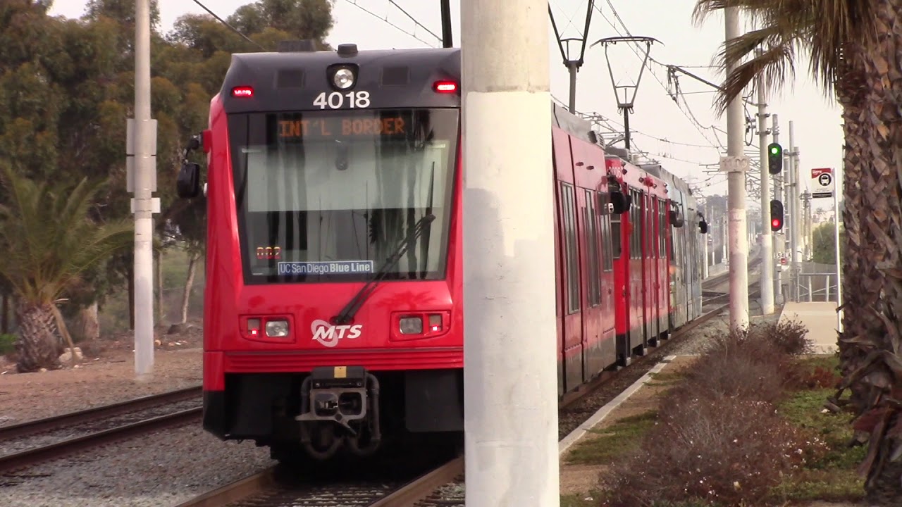 MTS Trolley - Siemens S70 UCSD Blue Line #4062 Departing Palm Avenue ...