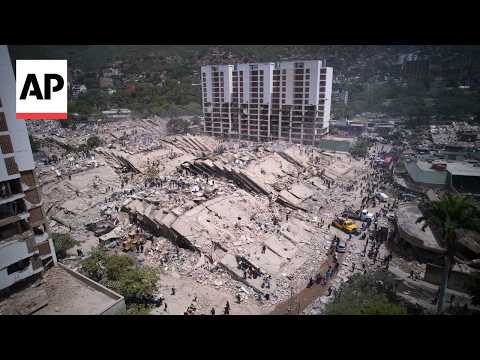 Drone video shows collapsed buildings in Venezuela after earthquakes