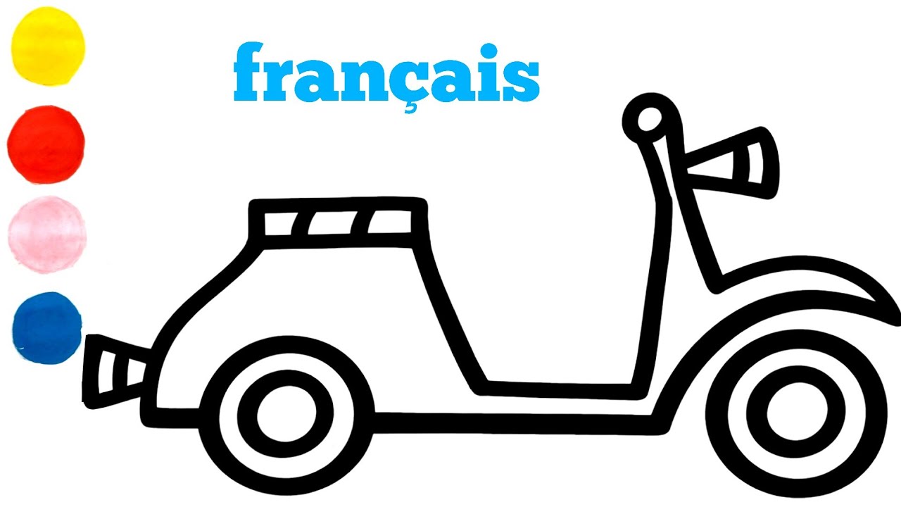 Comment dessiner et colorier une moto/scooter pour les enfants - YouTube
