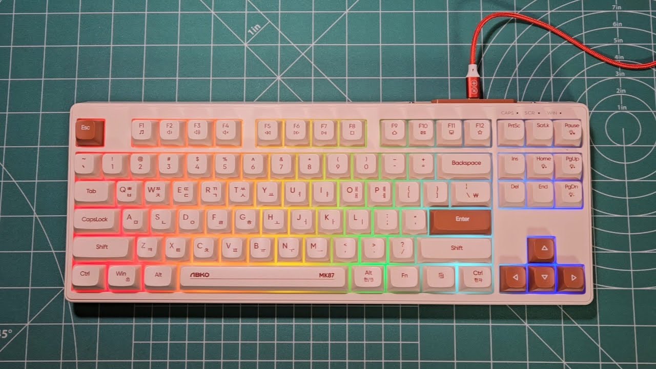 1만원대 보글보글 앱코 멤브레인 게이밍 키보드 / ABKO MK87 oatmeal_membrane - YouTube