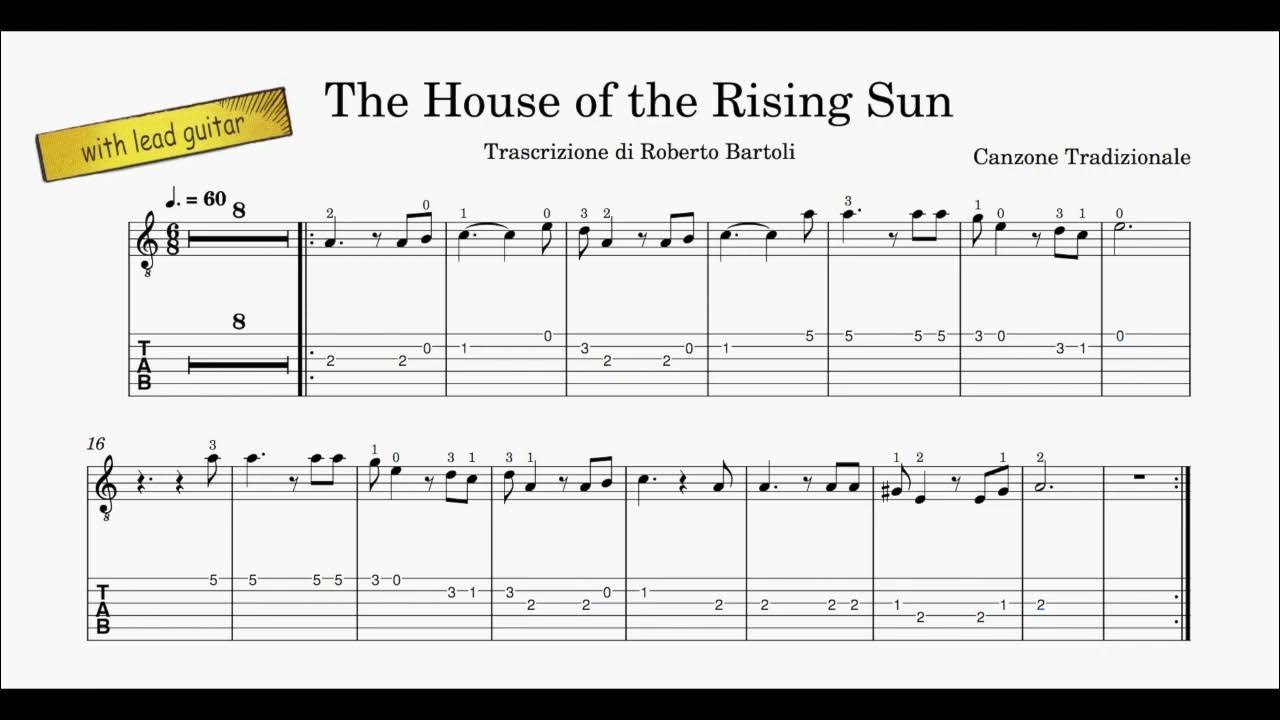 The House of the Rising Sun - TAB, Score and Backing Track - YouTube