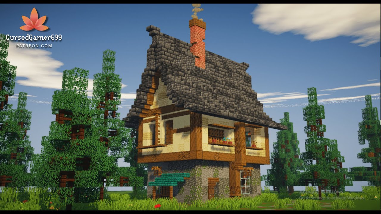 How to Build the BEST Rustic Medieval House in Minecraft | Litematic ...