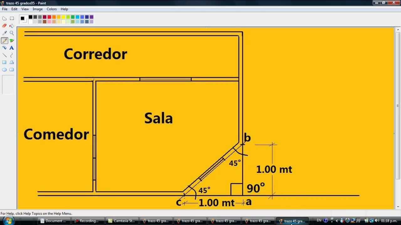 Drywall Collins Construye Como hacer un trazo de 45 grados. - YouTube