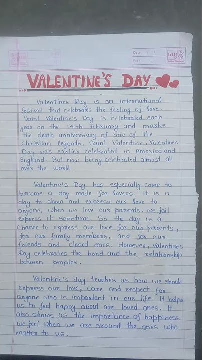 valentine's day essay or speech।। write English paragraph on valentine ...