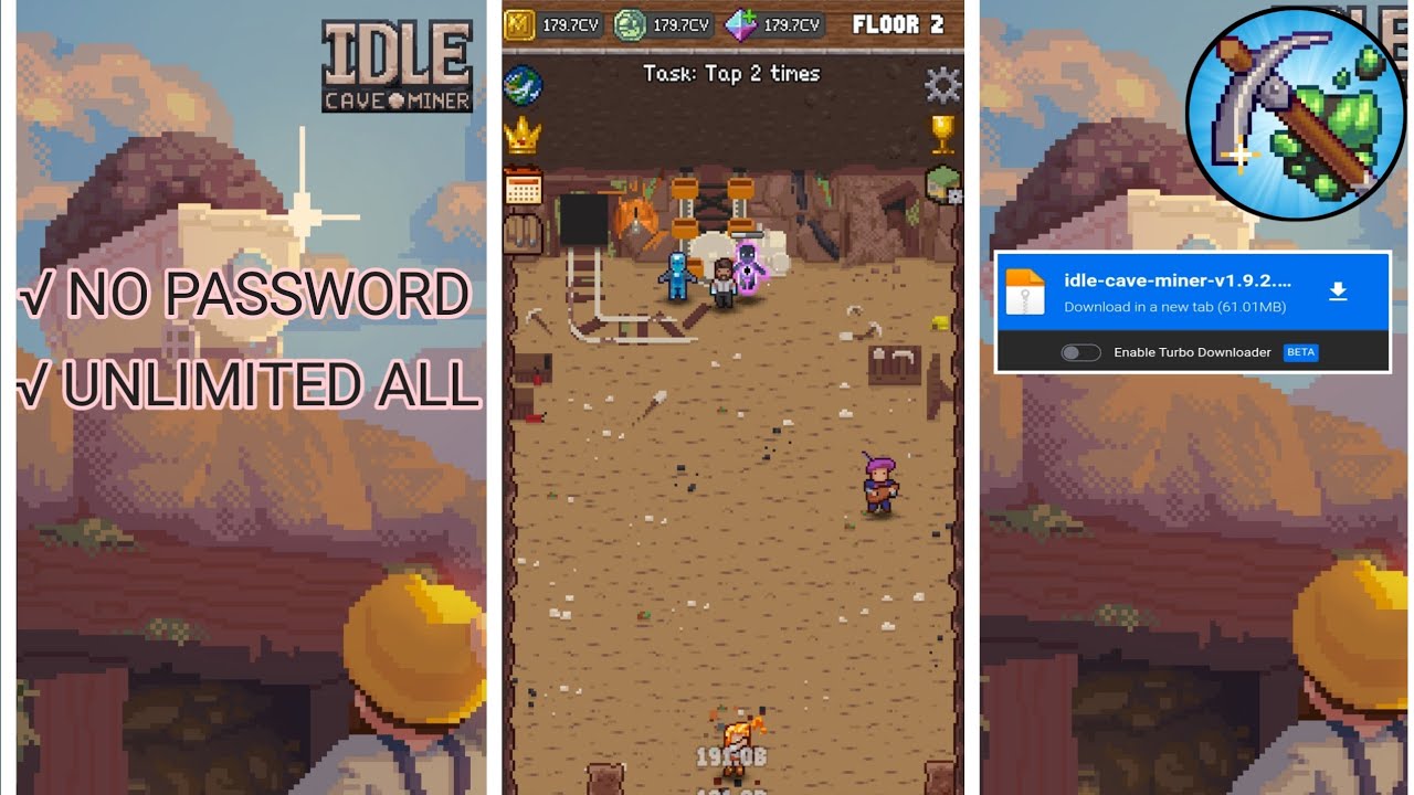 UPDATE!! idle cave miner mod apk unlimited money no ads - YouTube