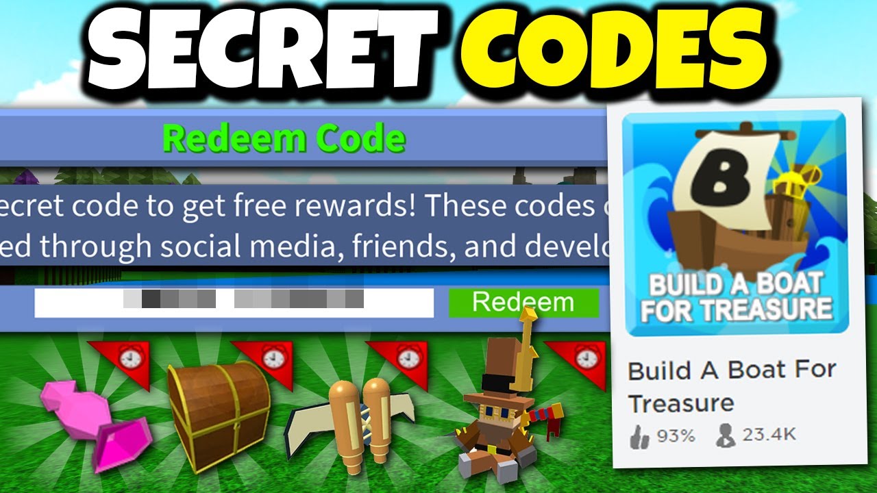 RAREST CODES EVER!!⭐| Build a boat for Treasure ROBLOX - YouTube