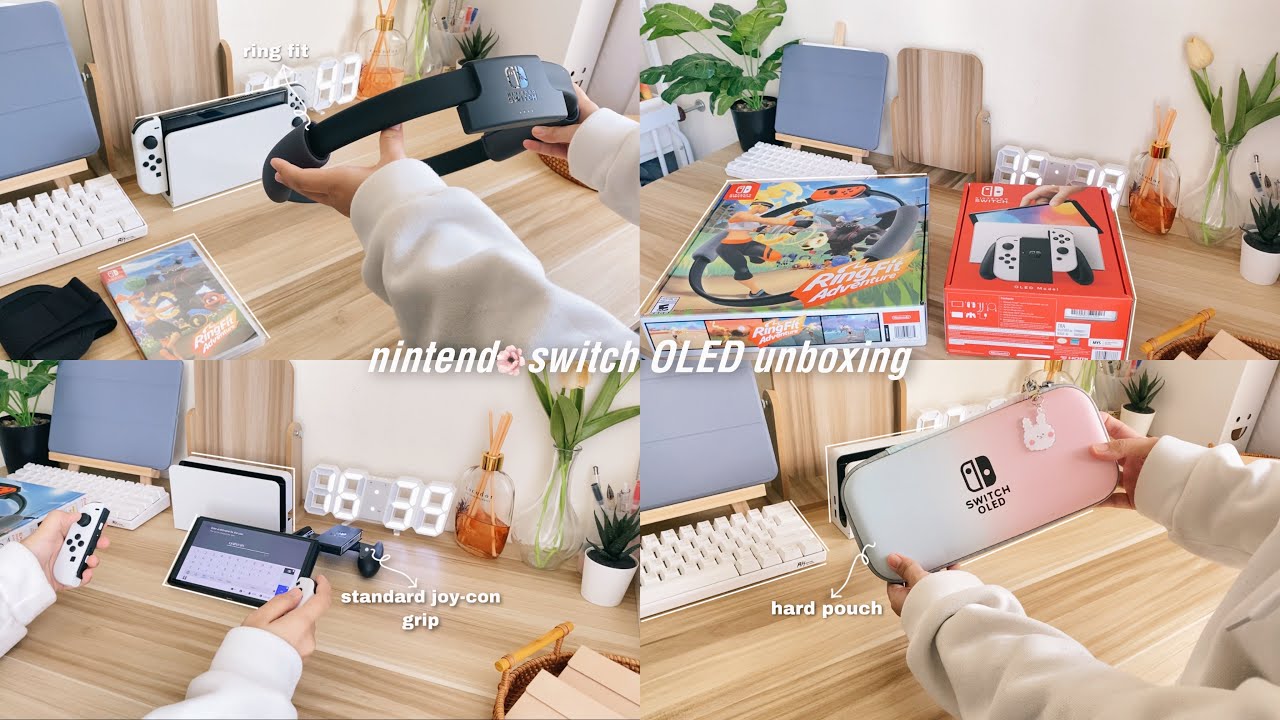 🌱aesthetic nintendo switch OLED and accessories unboxing 🛒 | Malaysia ...