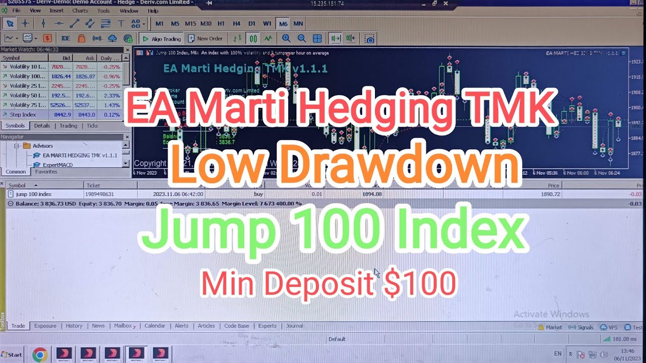 EA Marti Hedging TMK, Low Drawdown & Consistent Profit Jump 100 Index - YouTube
