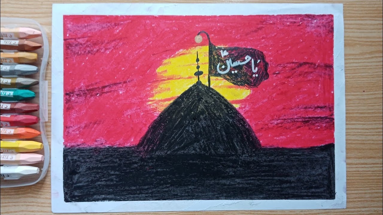 Roza Imam Hussian a.s // Oil Pastel Drawing Step by step - YouTube