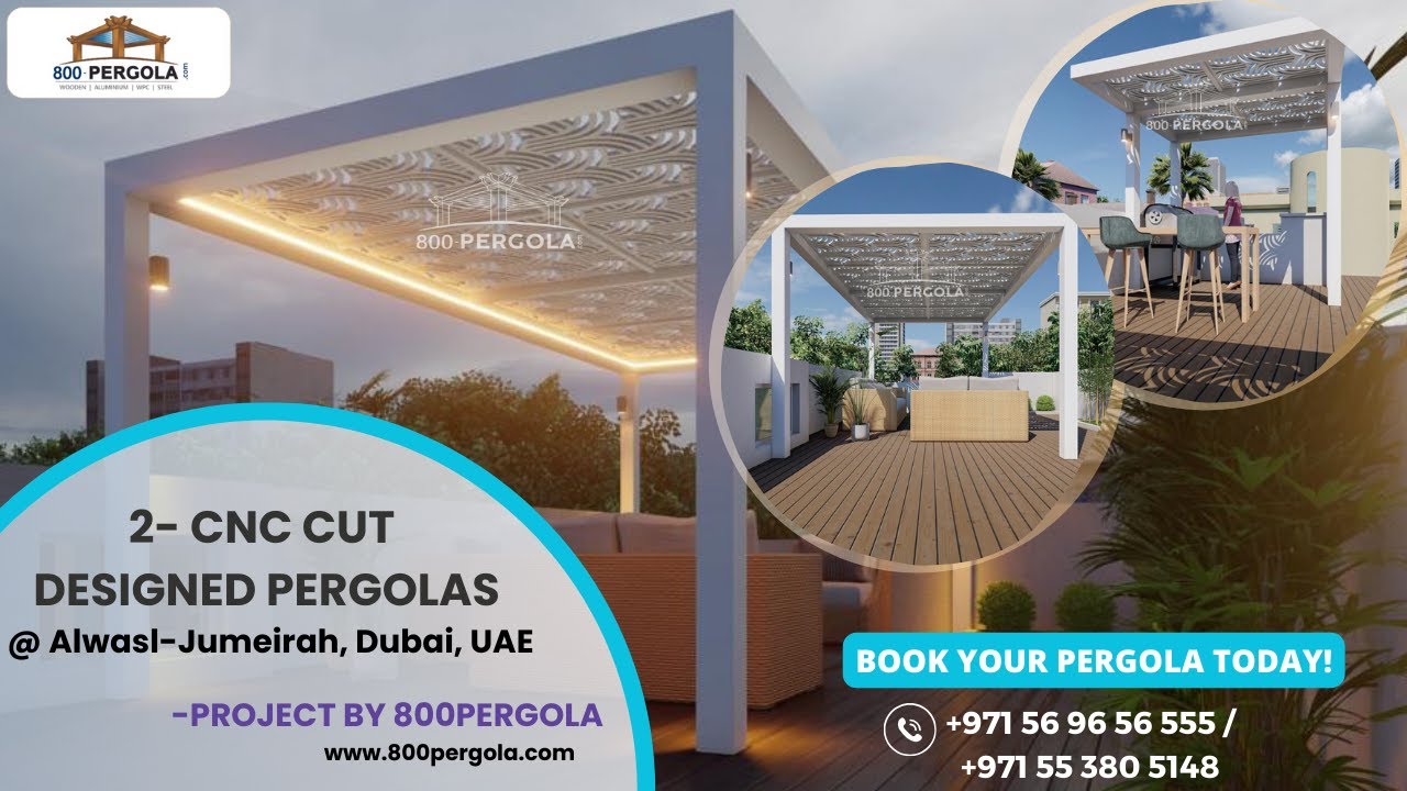 2 - CNC Cut-Designed Pergola in Stunning Sahara Finish White Powder ...