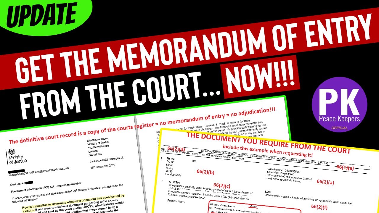 IMPORTANT UPDATE Request the Memorandum of Entry - Step 12 Revision ...