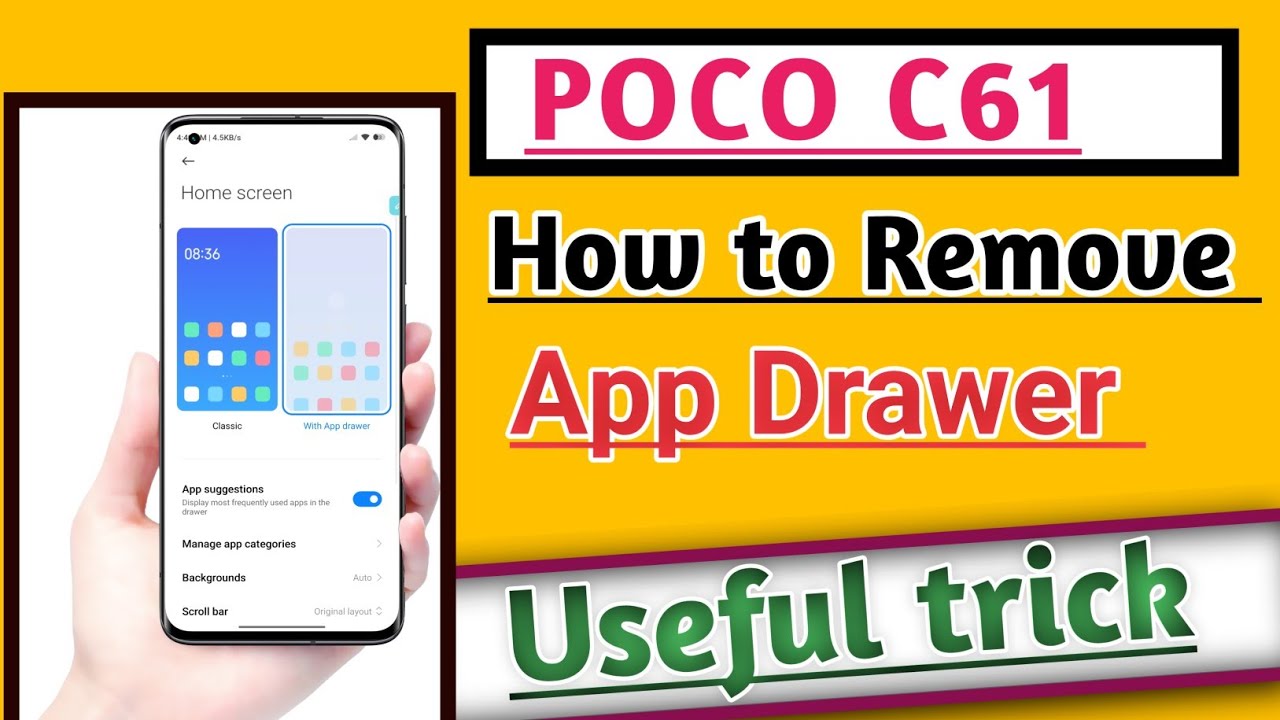 POCO C61 How to Remove App Drawer | App Drawer kaise hataye Hidden ...
