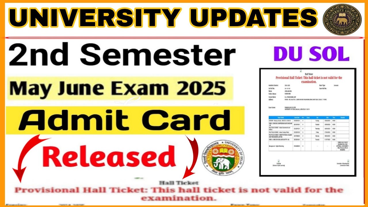 DU SOL Provisional Admit Card 2025 Released | 2nd Semester May-June ...