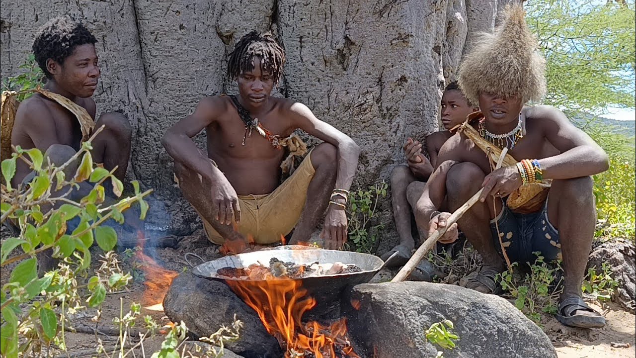 Hadzabe Eating Baboon Meat #food #cooking - YouTube