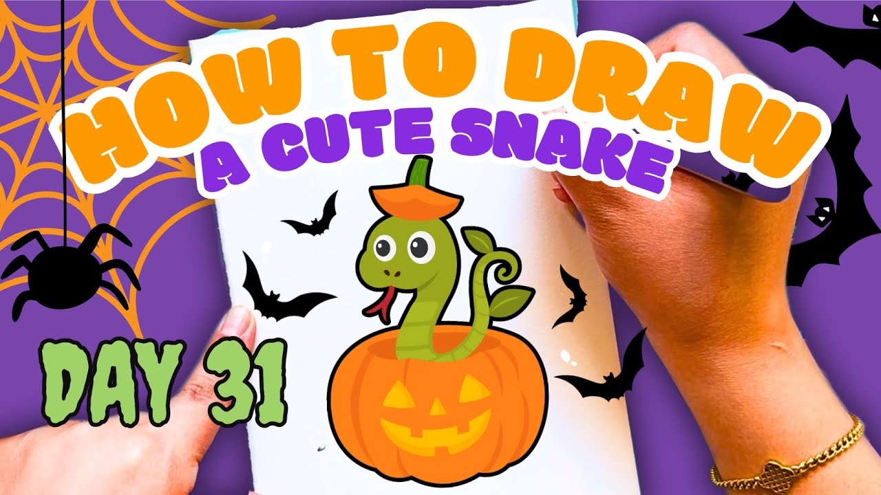 How to Draw A Cute Snake Pumpkin - Halloween Drawing Challenge Day 31 ...