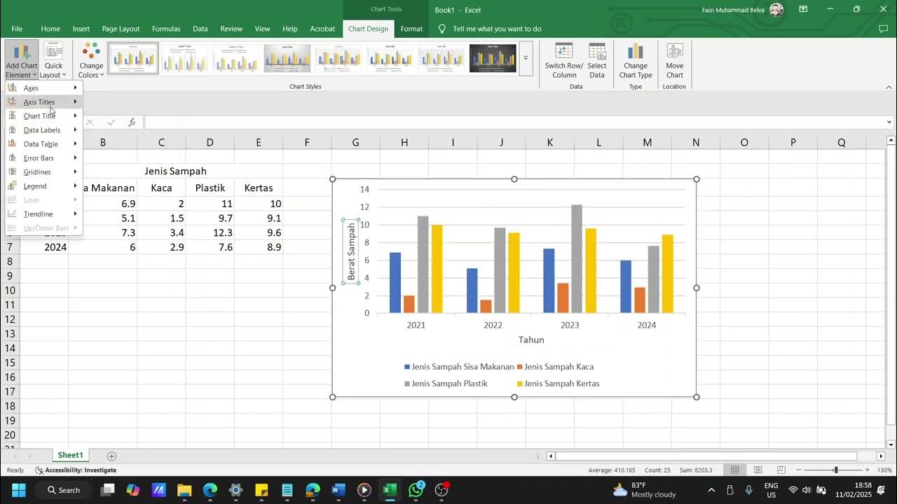 Tutorial membuat grafik visualisasi data menggunakan Microsoft Excel - YouTube