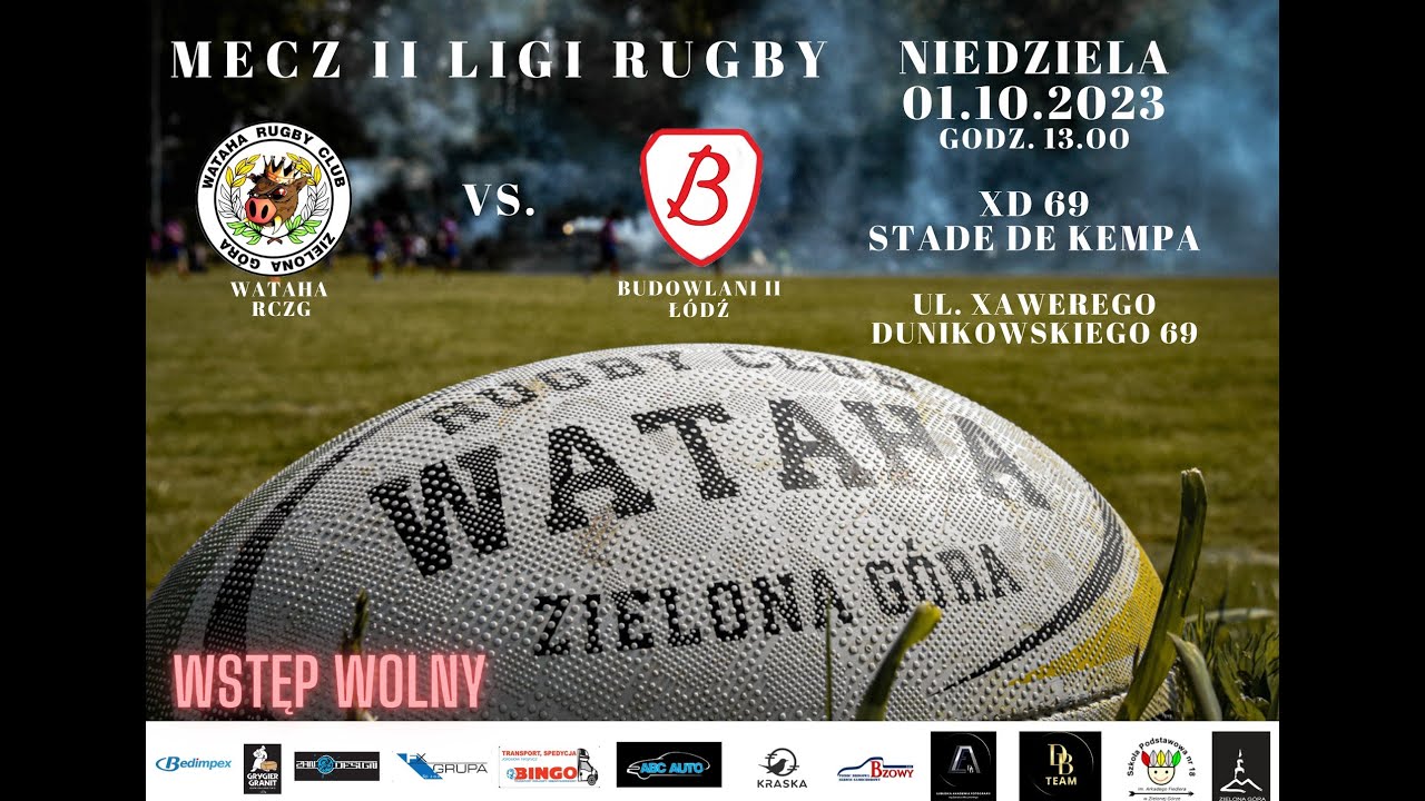 Wataha Rugby Club Zielona Góra - Budowlani II Łódź 1 październik godz ...