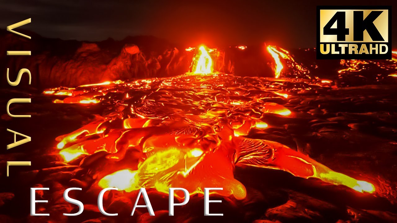 Real Lava - Relaxing Visuals and Sounds of Lava Flowing into the Ocean ...