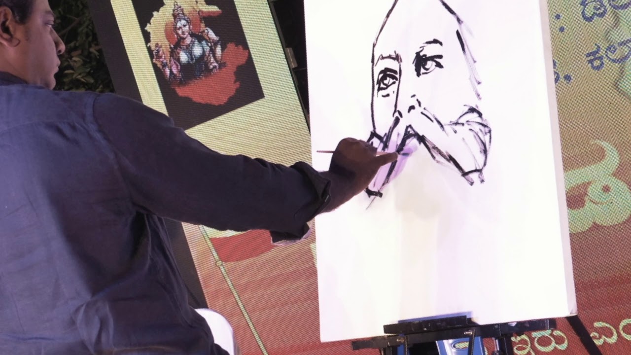 Speed painting portrait of "kempegowda " in dec 2019 by Krishnamurthy ...
