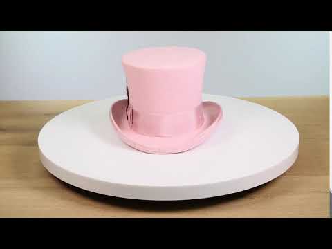 Ferrecci Pink Wool Top Hat with Satin Lining & Grosgrain Ribbon