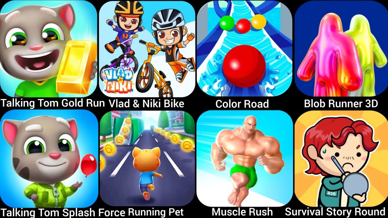Talking Tom Gold Run,Survival Story Round 6,Running Pet,Blob Runner 3D ...
