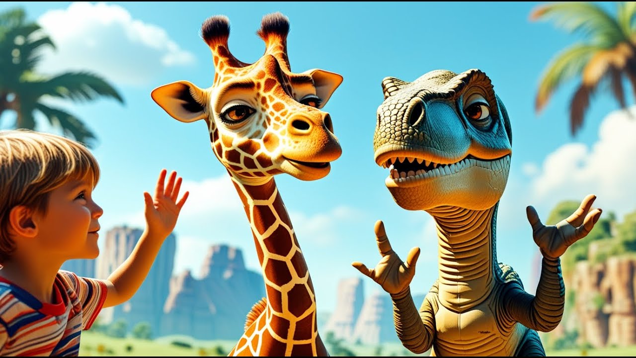 Giraffe & Dino Dance-Off!🦒🦖 | A Fun Nursery Rhyme for Kids! 🎶🌈 - YouTube