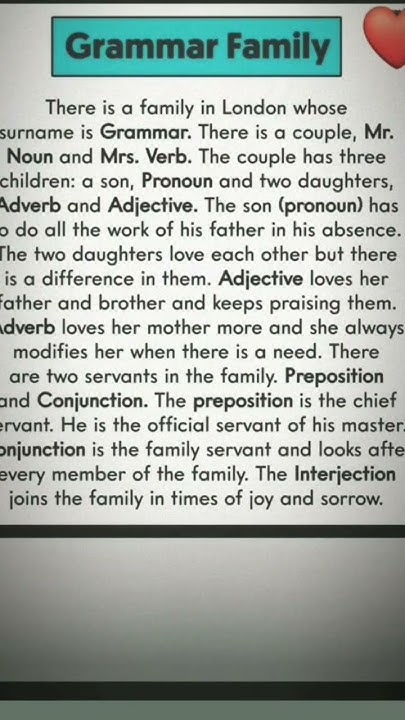 grammar family and their members #english #grammar - YouTube
