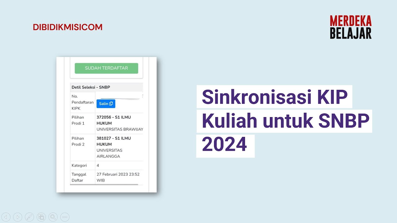 Tutorial Sinkronisasi KIP Kuliah SNBP 2024 - YouTube