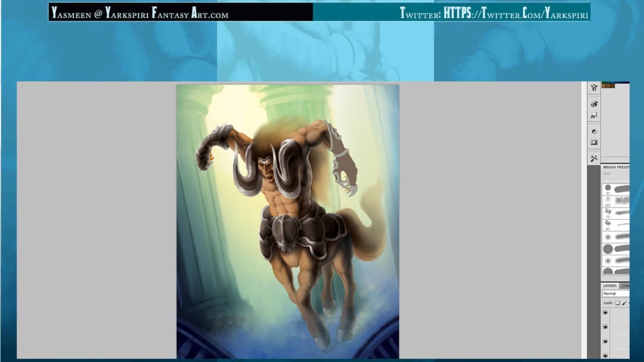 Charging Centaur Pt3- Live Digital Painting in Photoshop - YouTube
