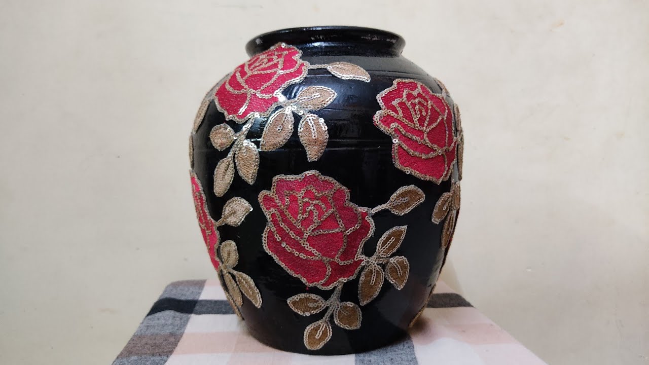 Pot painting with waste cloth|Simple Handworks - YouTube