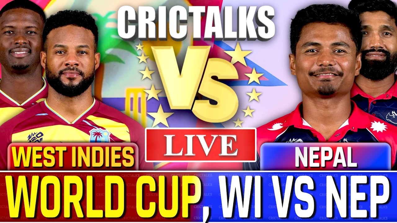 🔴 WI v NEP,Cricket Live Match Today, World Cup 2nd Innings Live Cricket ...