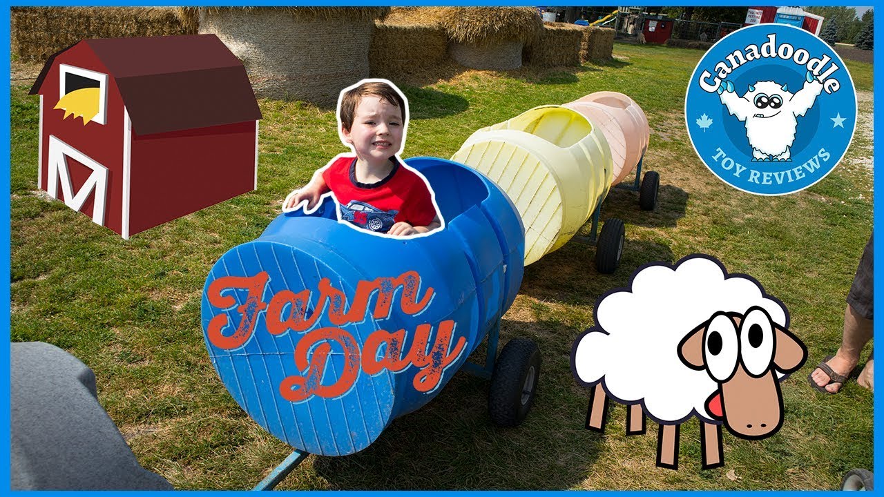Kids Family Fun Farm Trip Farm Animals Giant Slide Barrel Train Ride ...