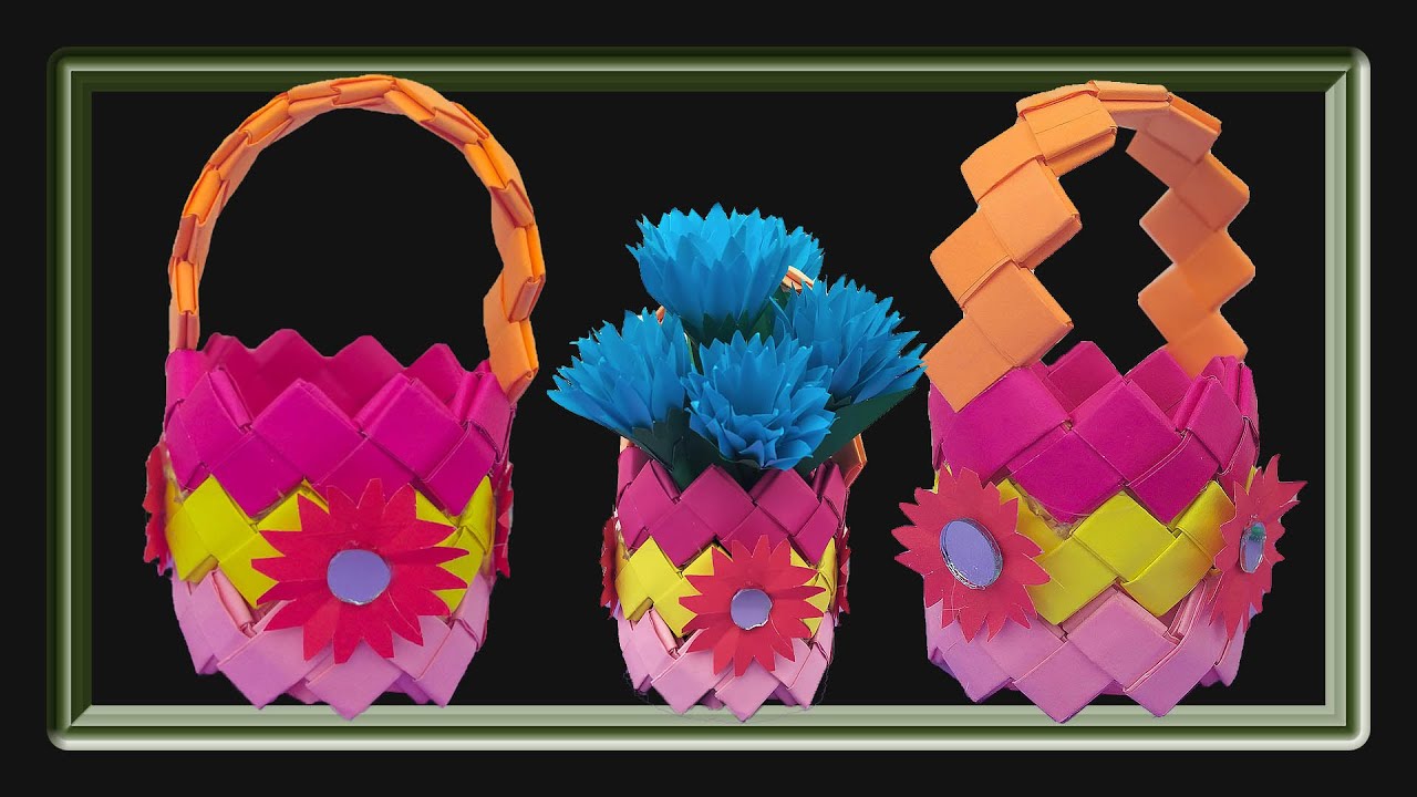 how to make paper flower bucket. DIY paper basket - YouTube