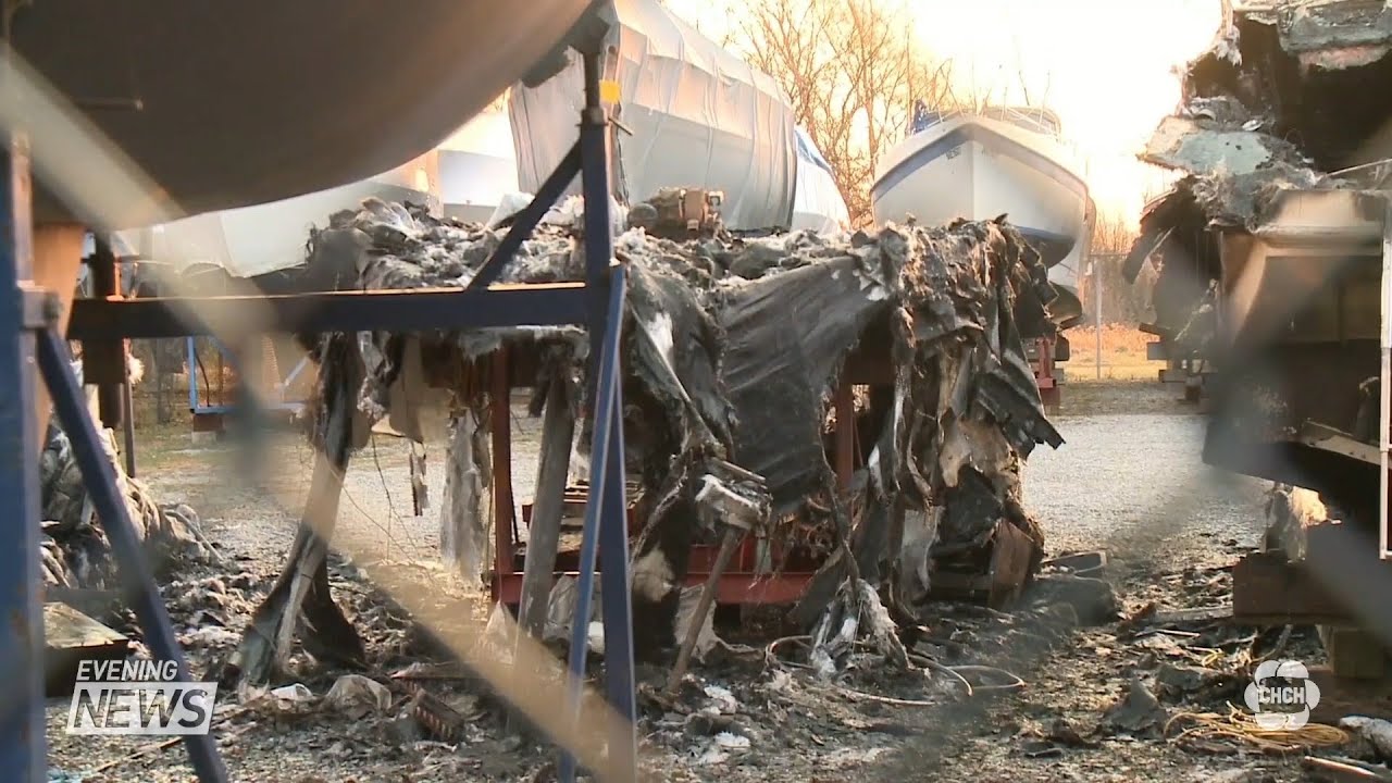 Five boats destroyed in suspicious fire at Fifty Point Marina - YouTube