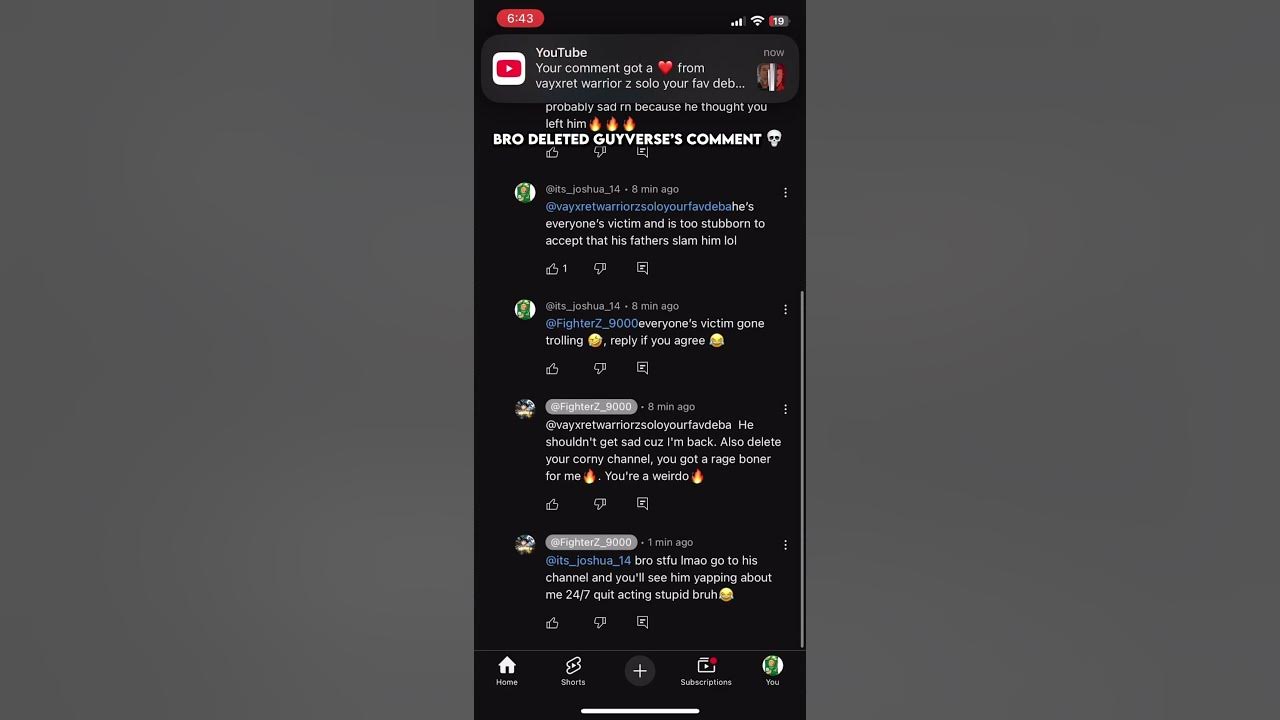 PT1 @Fighter_Z_9000 @FighterZ_9000 deleting @Guy-995 comment - YouTube
