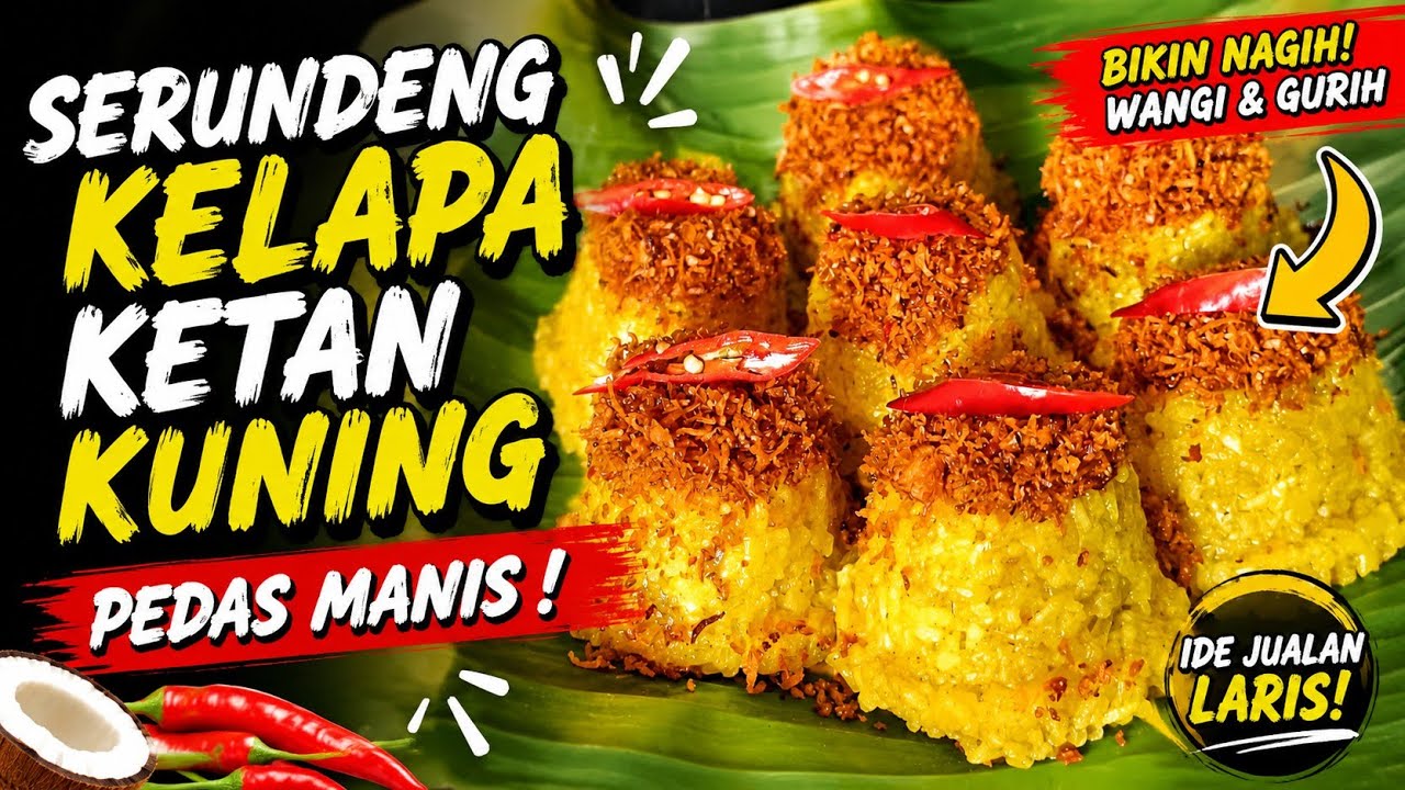 Resep Ketan Kuning Bumbu Serundeng - YouTube
