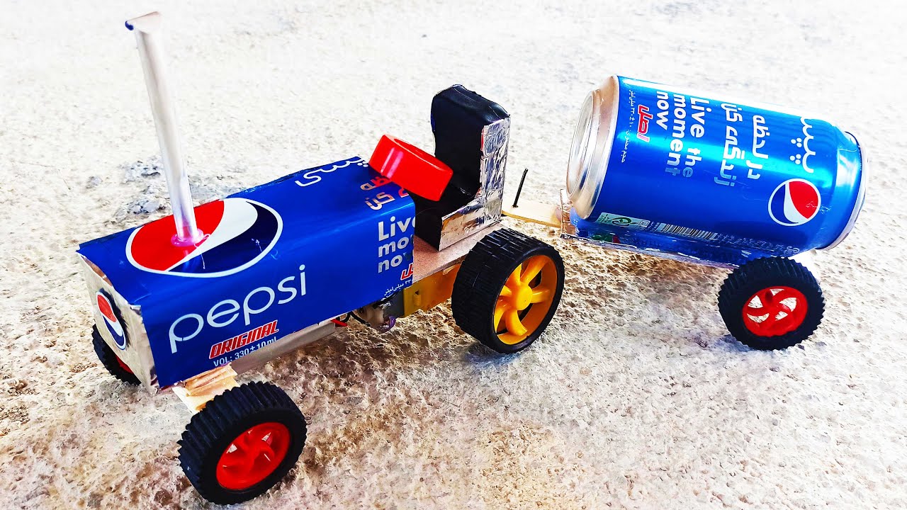 How to Make A tractor With Trolley from Pepsi cans 🚜 DIY at Home - YouTube