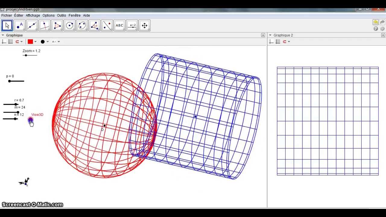 Cylindrical projection of a sphere with Geogebra - YouTube