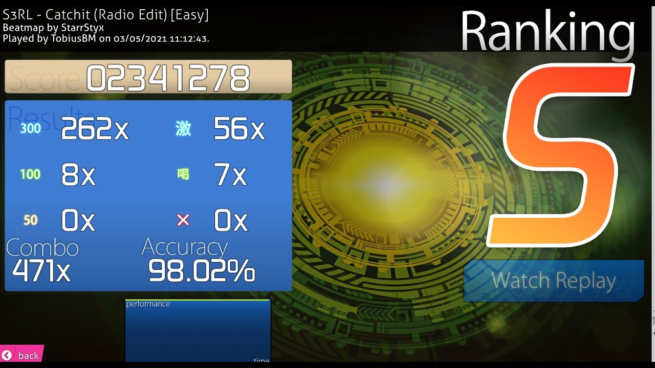 "S" Osu! Catchit (Radio Edit) [S3RL] 471x combo - YouTube