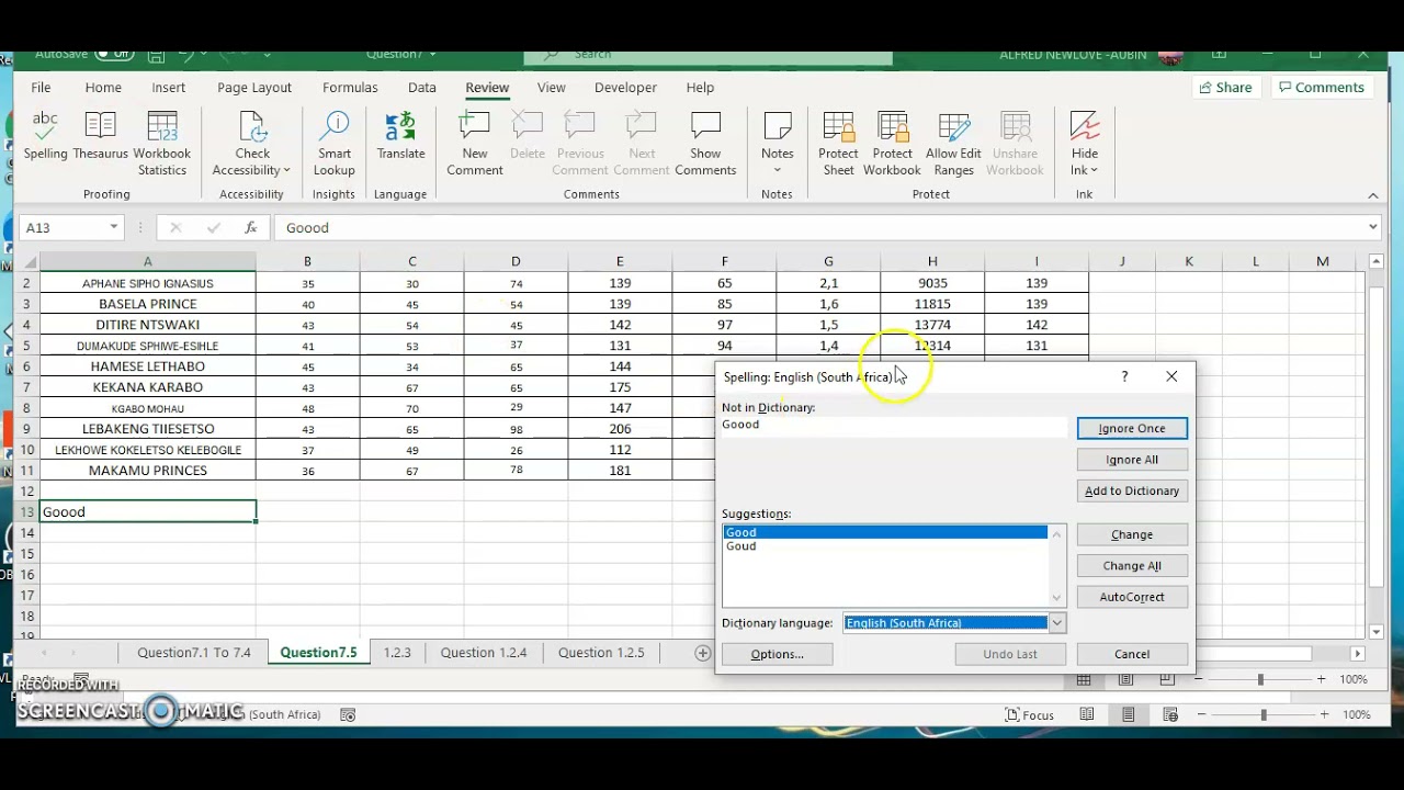 How to use the SPELLING feature In Excel - YouTube