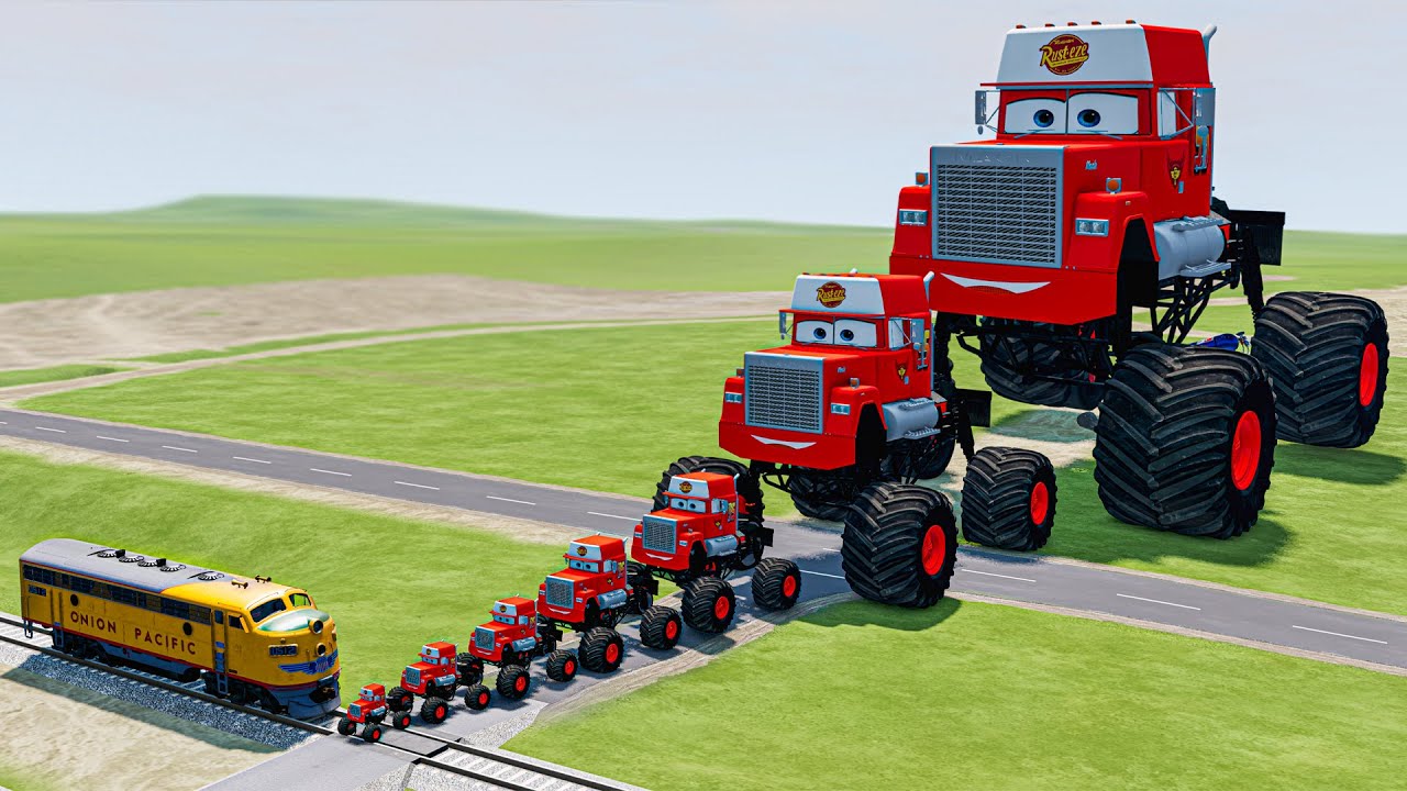 Big & Small Monster Mack Truck vs Train in BeamNG.drive - YouTube