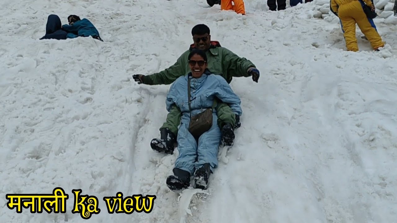 ice sliding at Manali snow point rohtang vally रोहतांग वैली मे ice ...