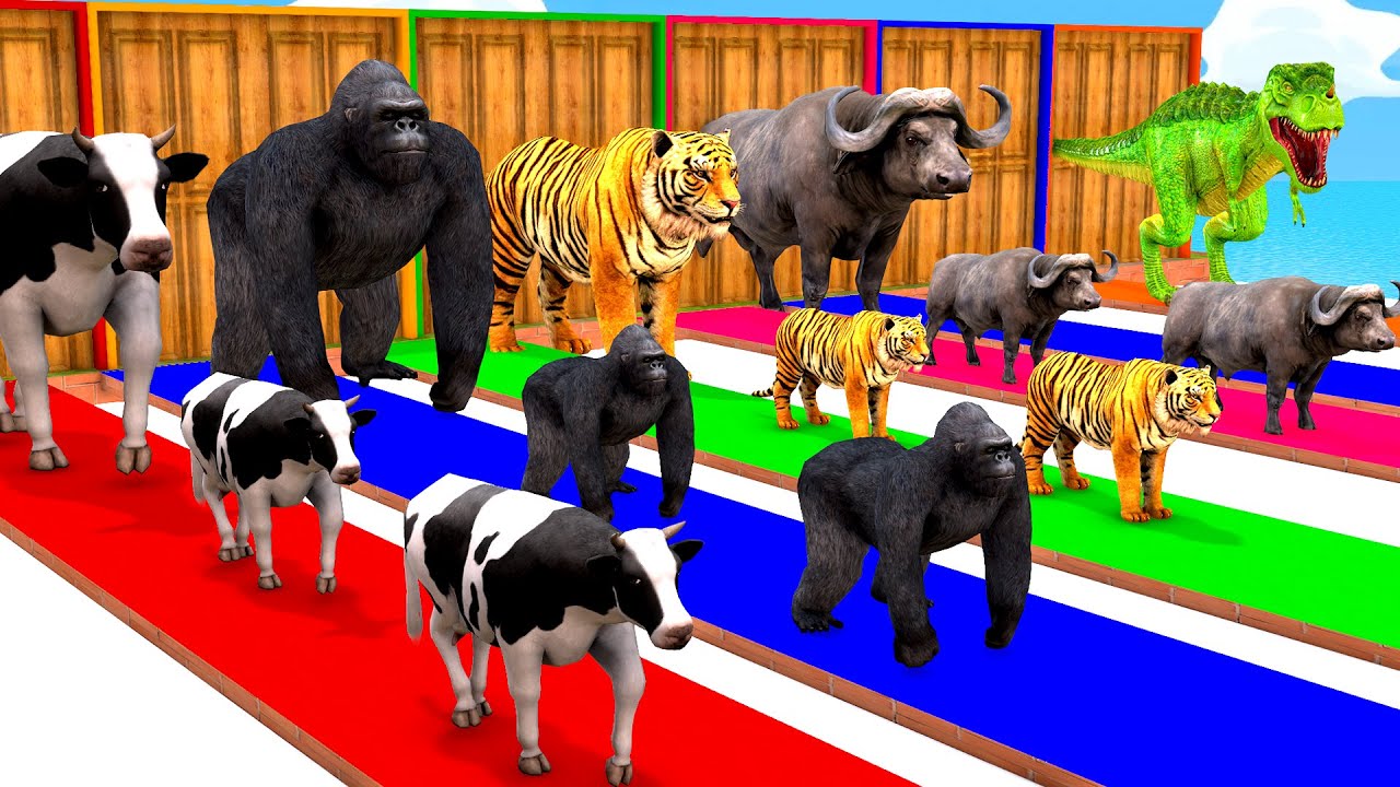 Cow Tiger Mammoth Elephant Dinosaur Bull Buffalo Choose Right Door Game ...