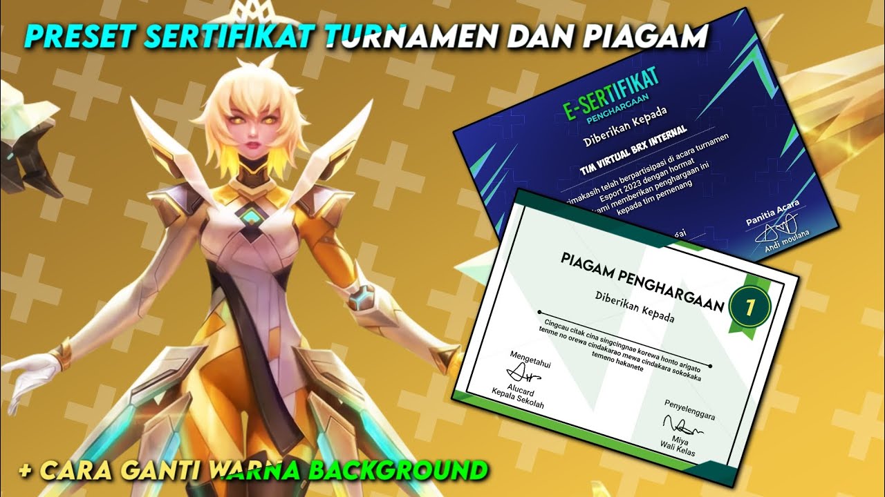 PRESET E-SERTIFIKAT TURNAMEN DAN PIAGAM JUARA 1 + CARA PASANG DAN GANTI ...