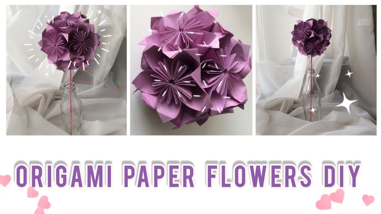 ORIGAMI PAPER FLOWERS 🌸. Paper flower ball DIY. Origami flower. Origami ...