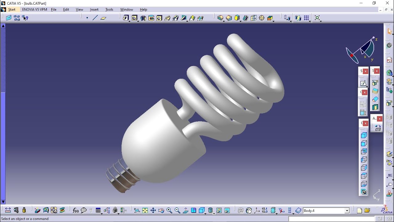 How to make CAD model of CFL Bulb in CATIA V5 | Surfacing tutorial for ...