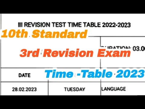 10th Std 3rd Revision Exam Time-Table 2023|10th 3rd Revision Exam Time ...