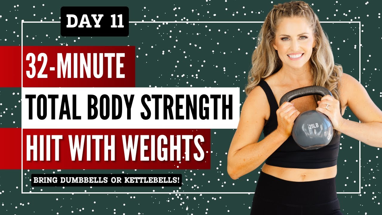 11: Total Body Strength HIIT with Dumbbells OR Kettlebells | Total Body ...