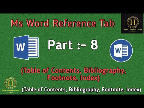 Ms. Word 2010 in Hindi Part 8 Reference Tab (Table of Contents ...