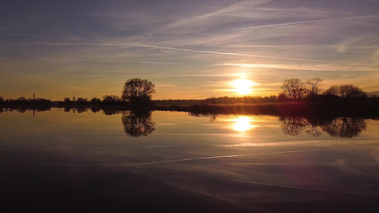 Coucher de Soleil sur Inondations Ried (Muttersholtz, Alsace, France ...